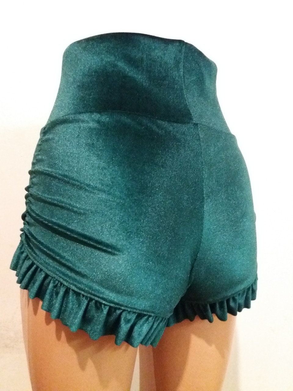 Green Velvet Ruffle Shorts/ Ruffle Shorts/ Womens Shorts/ | Etsy