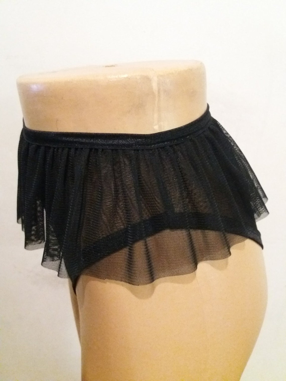 Black Sheer Ruffle Shorts/ Elastic Mesh Ruffle Shorts/ Black | Etsy
