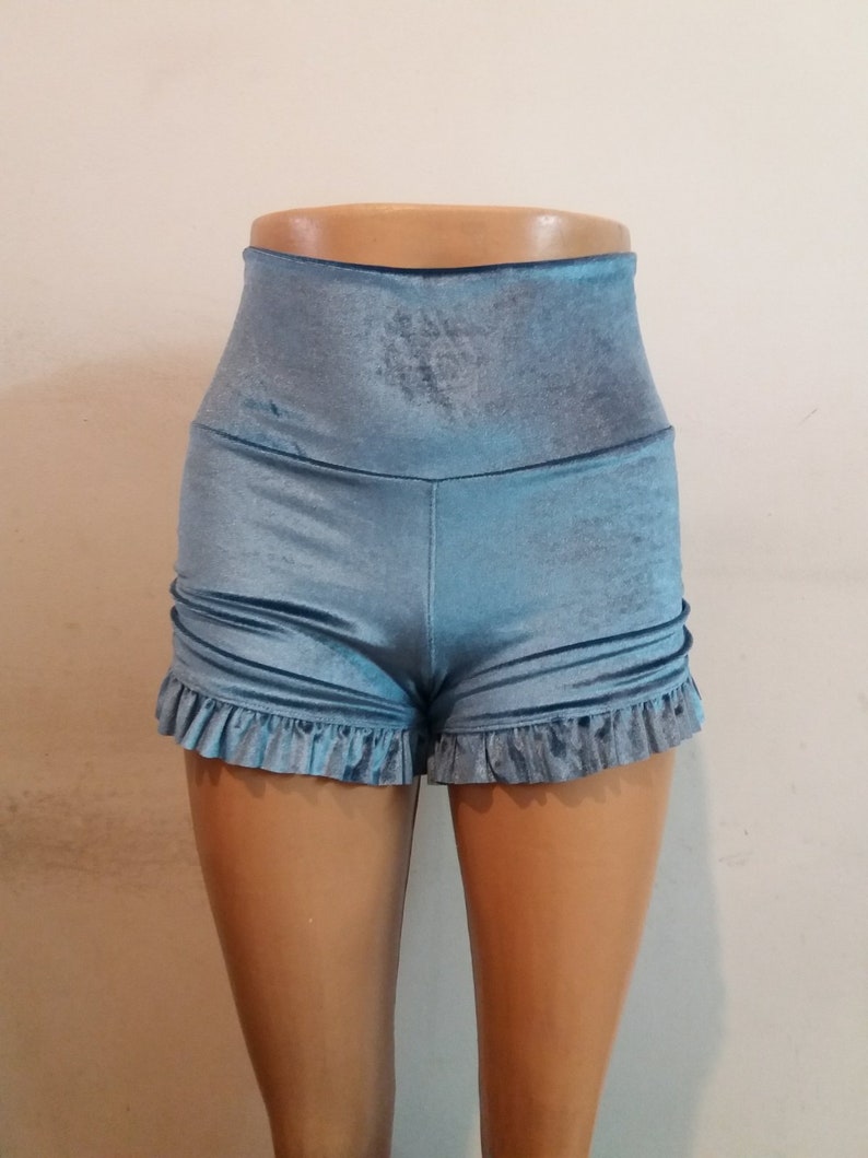 Blue-gray Velvet Ruffle Shorts/ Ruffle Shorts/ Summer Shorts / - Etsy