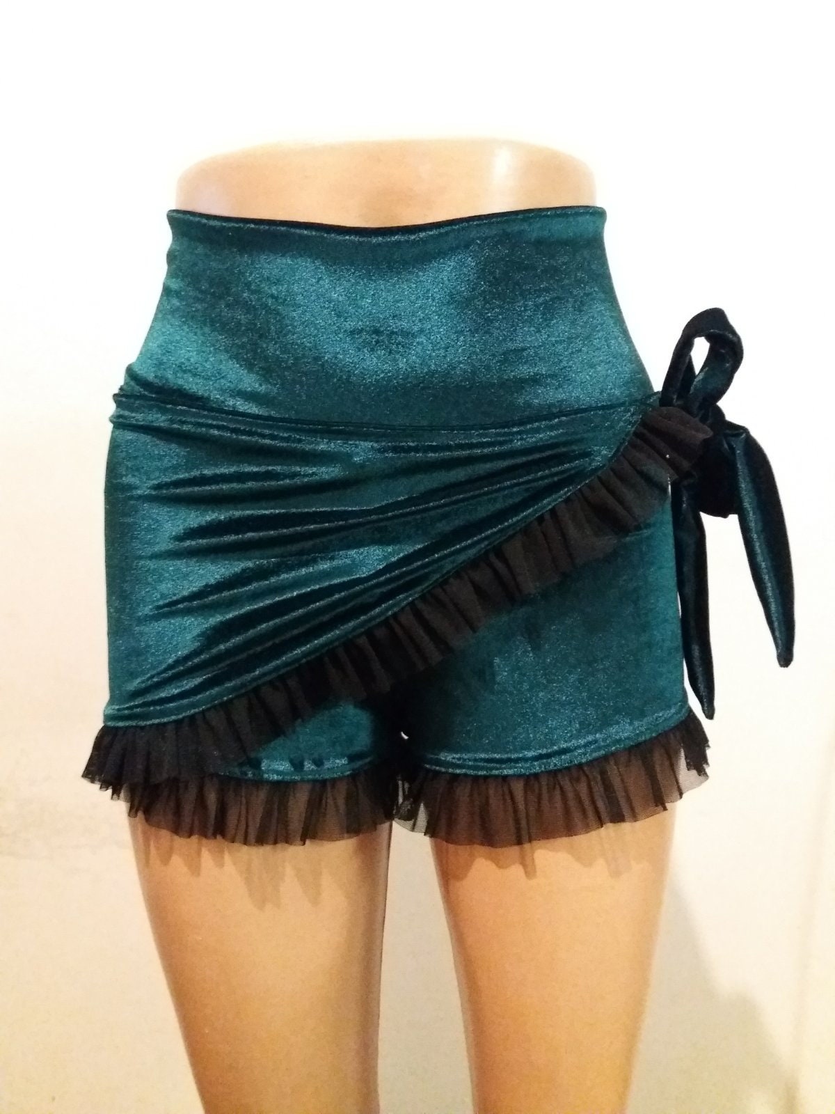Green Velvet Ruffle Shorts/ Velvet Shorts/ Booty Shorts/ | Etsy