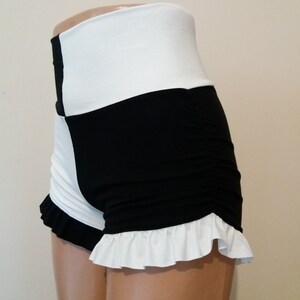Black and White Cotton Ruffle Shorts/ Scrunch Ruffle Shorts/ Plus Size ...