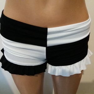 Black and White Cotton Ruffle Shorts/ Scrunch Ruffle Shorts/ Plus Size ...