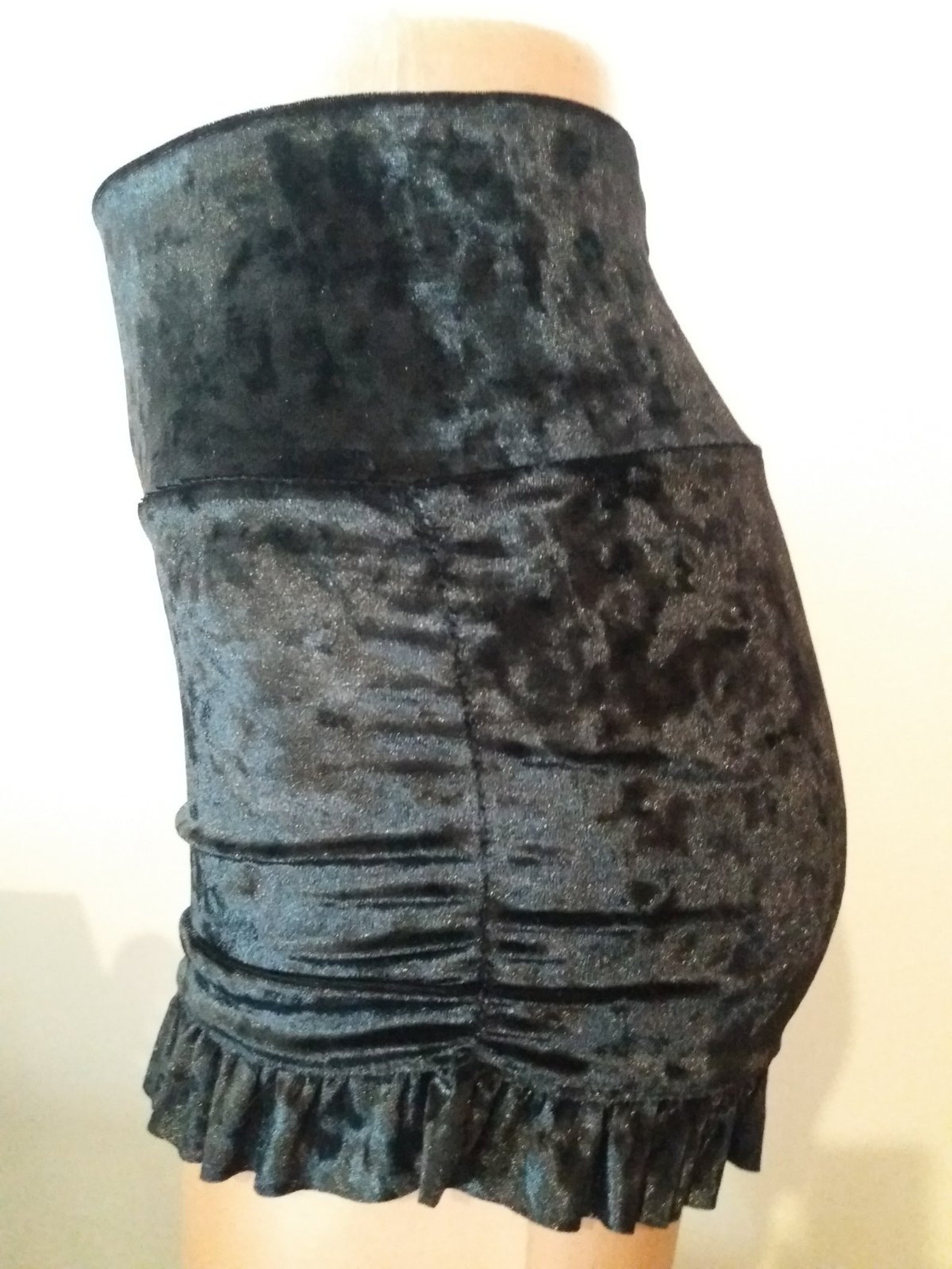 Black Crushed Velvet Ruffle Shorts/ Ruffle Shorts/ Womens - Etsy