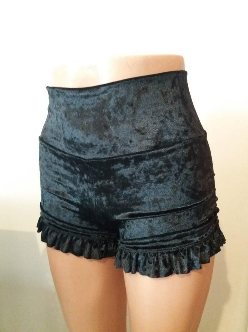 Black Crushed Velvet Ruffle Shorts/ Ruffle Shorts/ Womens - Etsy