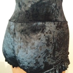 Black Crushed Velvet Ruffle Shorts/ Ruffle Shorts/ Womens Shorts ...