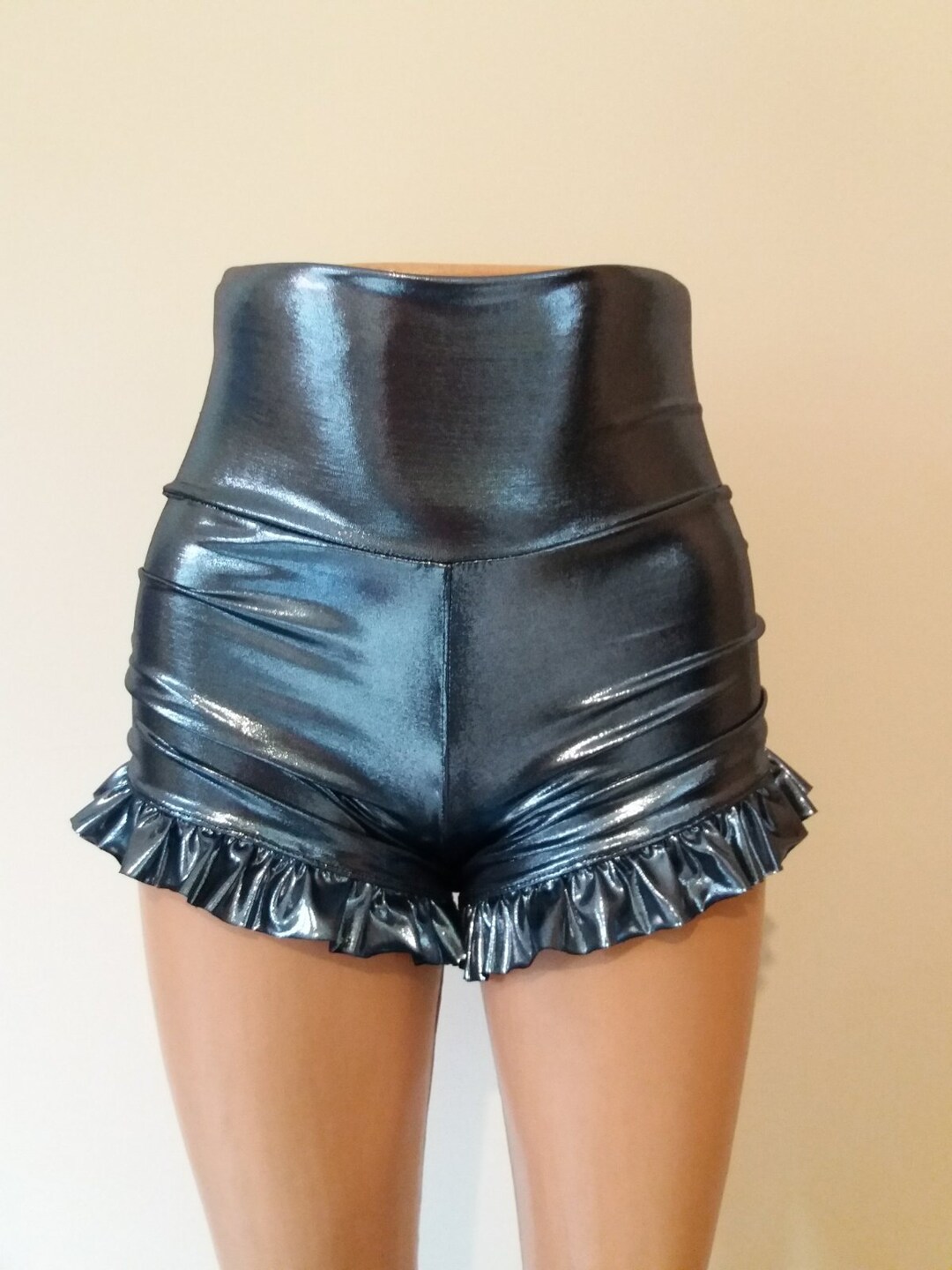 Silver Metalic Ruffle Shorts/ Ruffle Shorts/ Womens Shorts/ Summer ...