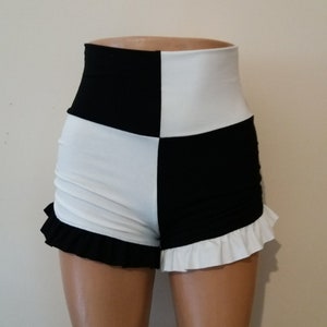 Black and White Cotton Ruffle Shorts/ Scrunch Ruffle Shorts/ Plus Size ...