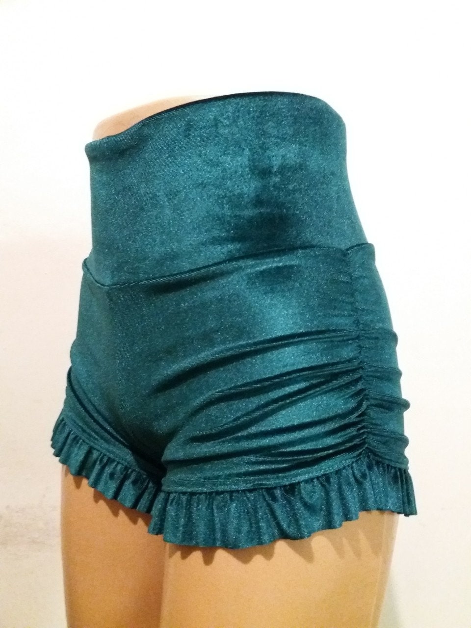 Green Velvet Ruffle Shorts/ Ruffle Shorts/ Womens Shorts/ | Etsy