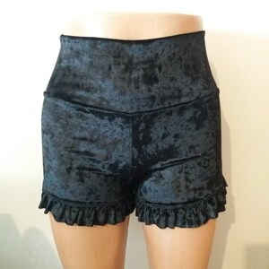 Black Crushed Velvet Ruffle Shorts/ Ruffle Shorts/ Womens Shorts ...