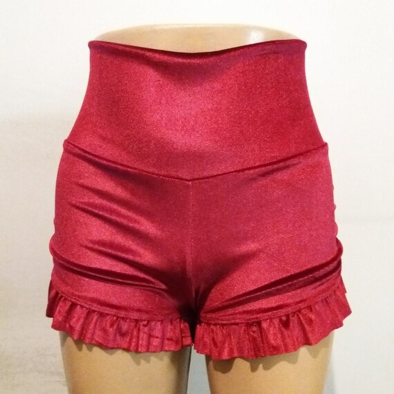 Red Velvet Ruffle Shorts/ Red Velvet Booty Shorts/ Ruffle - Etsy