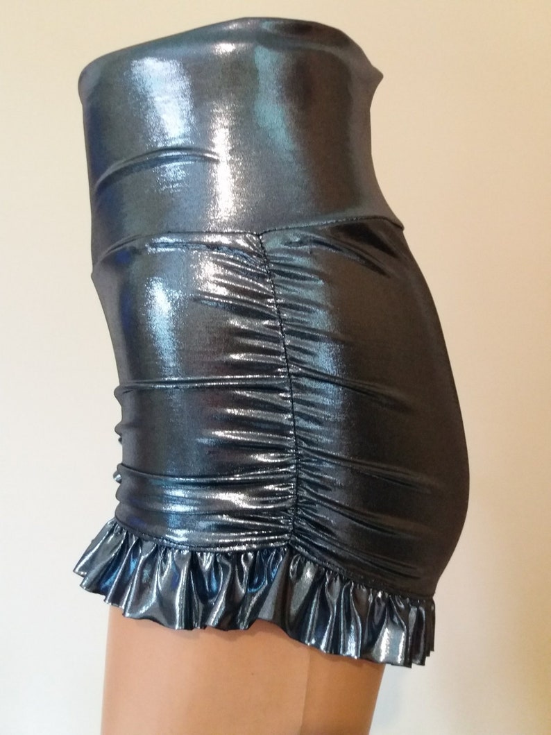 Silver Metalic Ruffle Shorts/ Ruffle Shorts/ Womens Shorts/ Summer ...