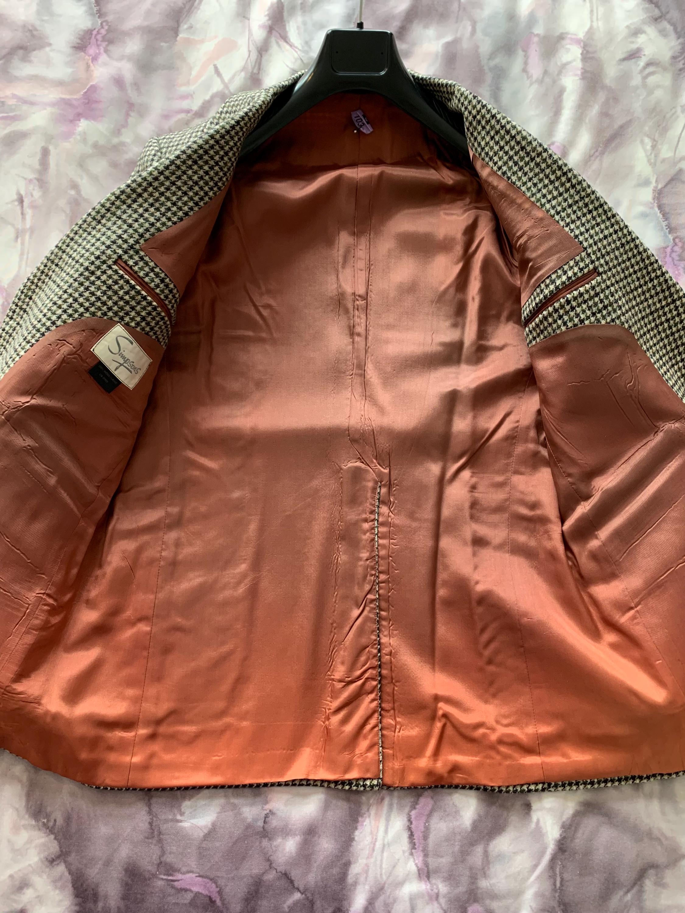 Simpsons (42/large) 70s Mens Harris Tweed Pure Wool Houndstooth Classic ...