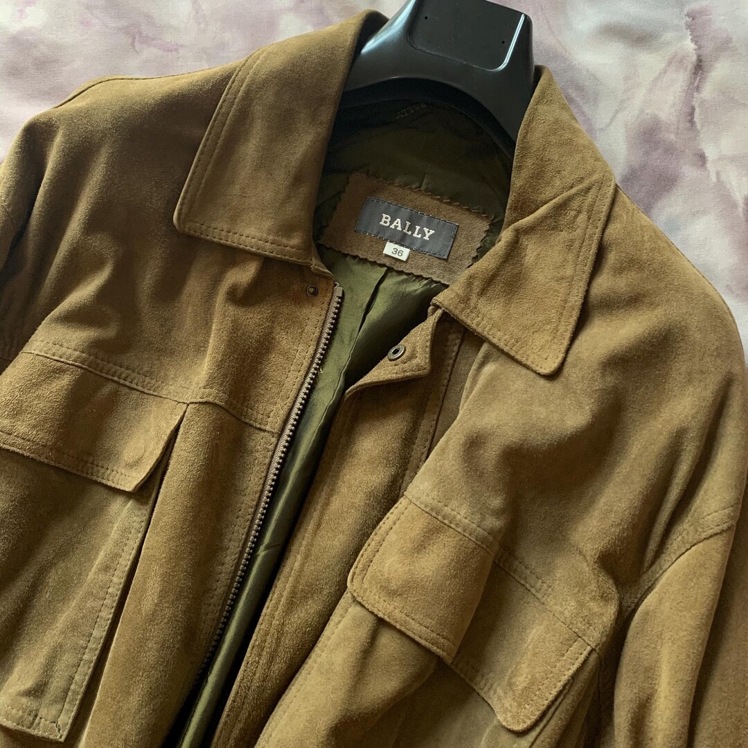 Bally (36/s) Tan Suede Leather Lamb Classic Safari Military Parka ...