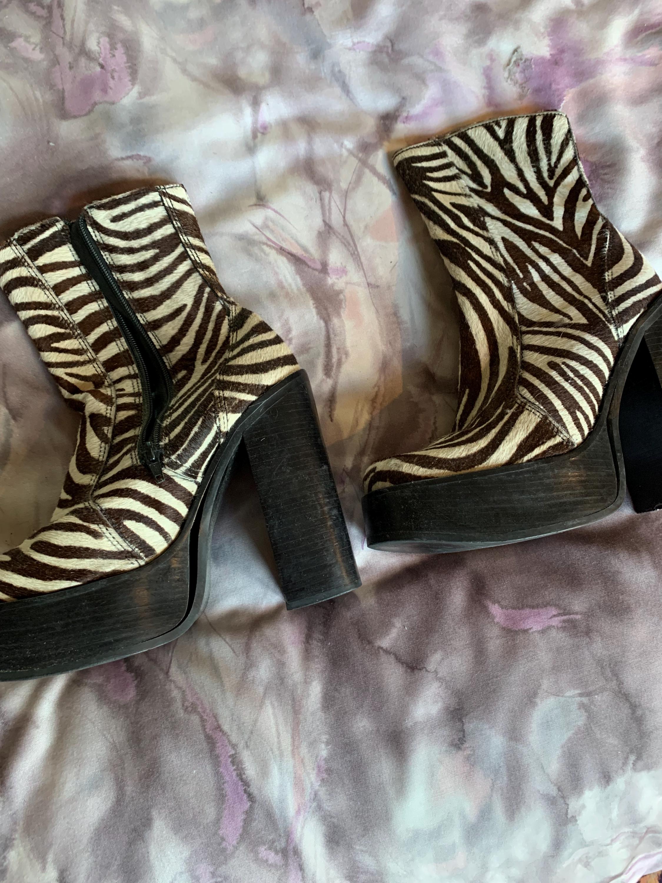 Steve Madden 40/10US Calf/angle High Platform Disco Leather Ponyhair ...