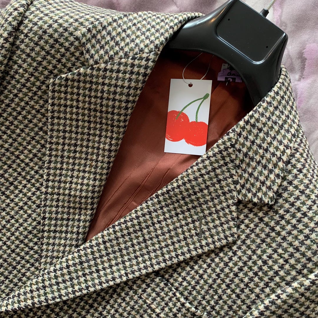 Simpsons (42/large) 70s Mens Harris Tweed Pure Wool Houndstooth Classic ...