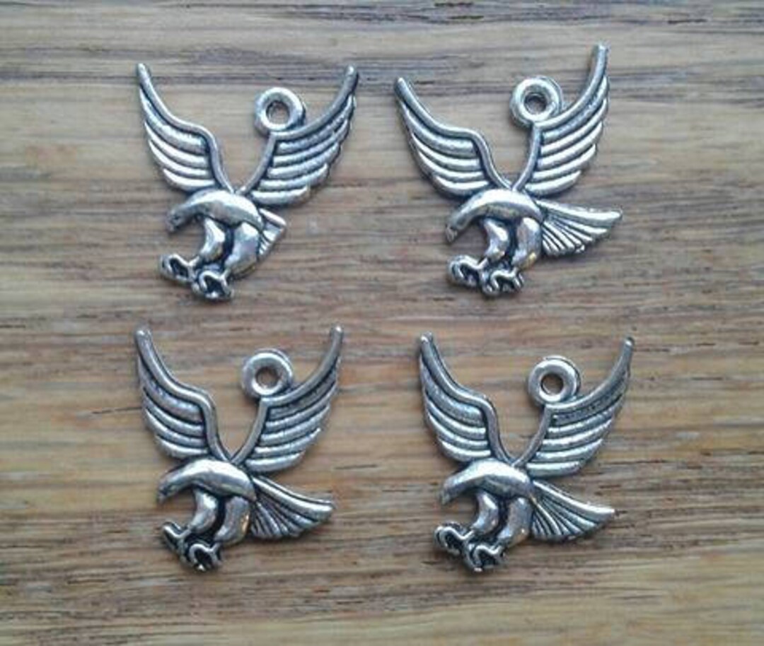 4 Eagle Hawk Charms, Flying Bird Silver Toned Pendant Charms (G-2) - Etsy