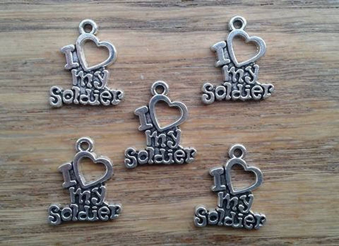 10 Soldier Charms, I Heart Love My Soldier Silver Toned Charms (G-2) - Etsy