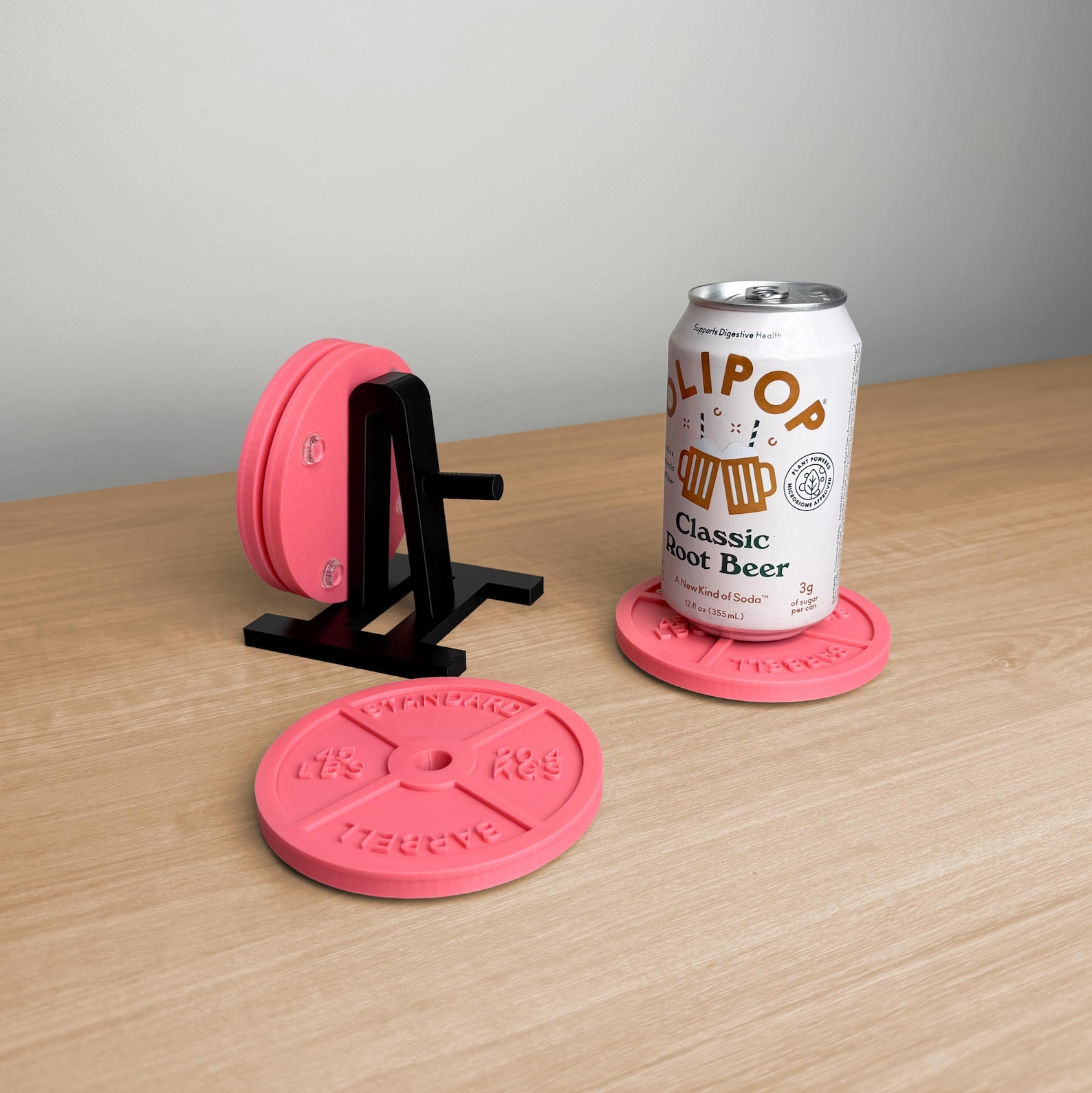 Weight Plate Coasters & Rack - Non Slip Drink Coasters for Fitness ...