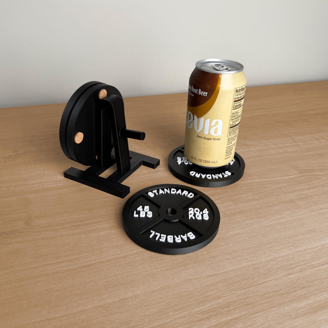 Weight Plate Coaster Set of 4 and Weight Rack Holder - Non Slip Drink ...