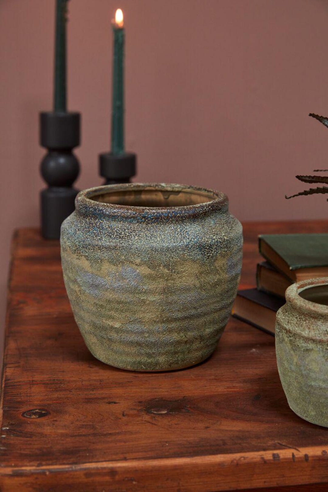 Yara Moss Glaze Planter - Textured Ceramic Planter - Neutral Glazed ...