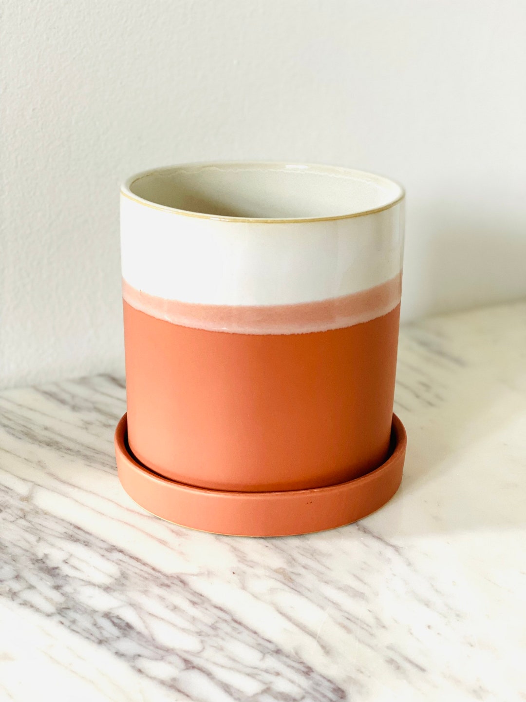 Charlotte Pot - Two Tone - Saucer Pot - 4” Planter - Etsy