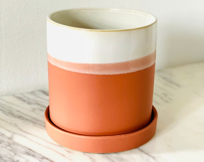 Charlotte Pot - Two Tone - Saucer Pot - 4” Planter - Etsy