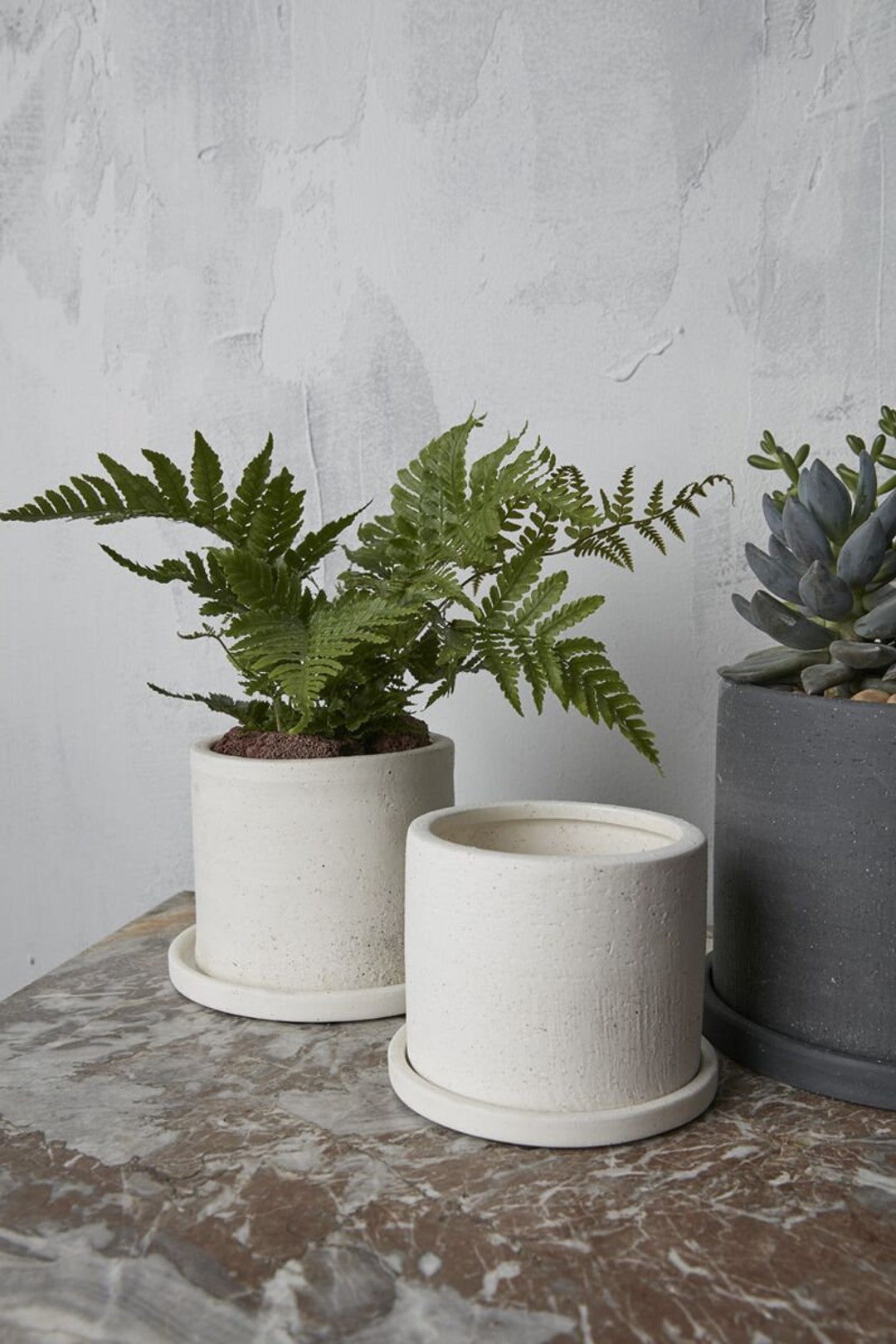 Textured White Ceramic Hudson Planter: Minimalist Scandinavian Decor - Etsy
