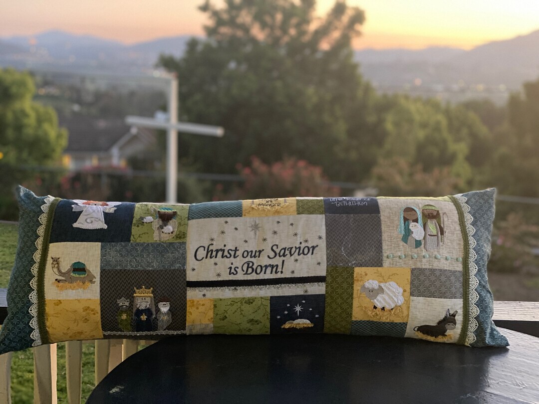Nativity Bench Pillow Pattern (includes 1 Original Embroidery Design ...