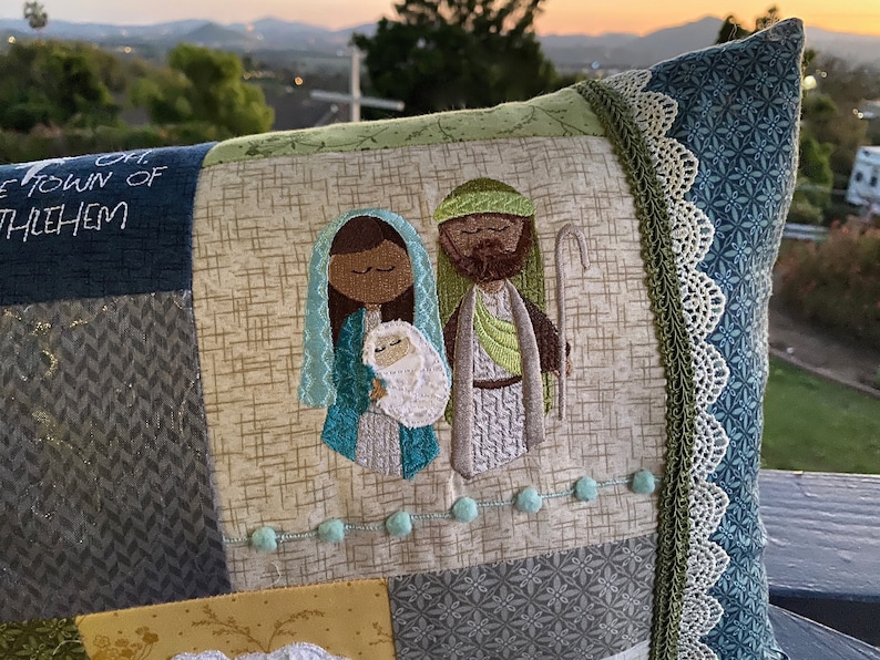 Nativity Bench Pillow Pattern (includes 1 Original Embroidery Design ...