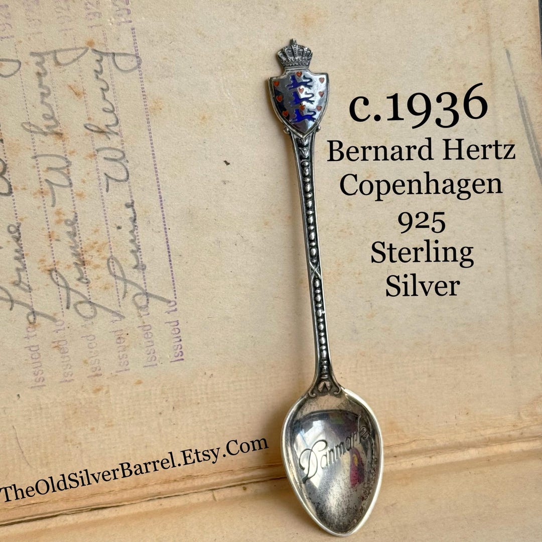 Denmark Engraved Sterling Silver Souvenir Spoon, Vintage Spoon ...