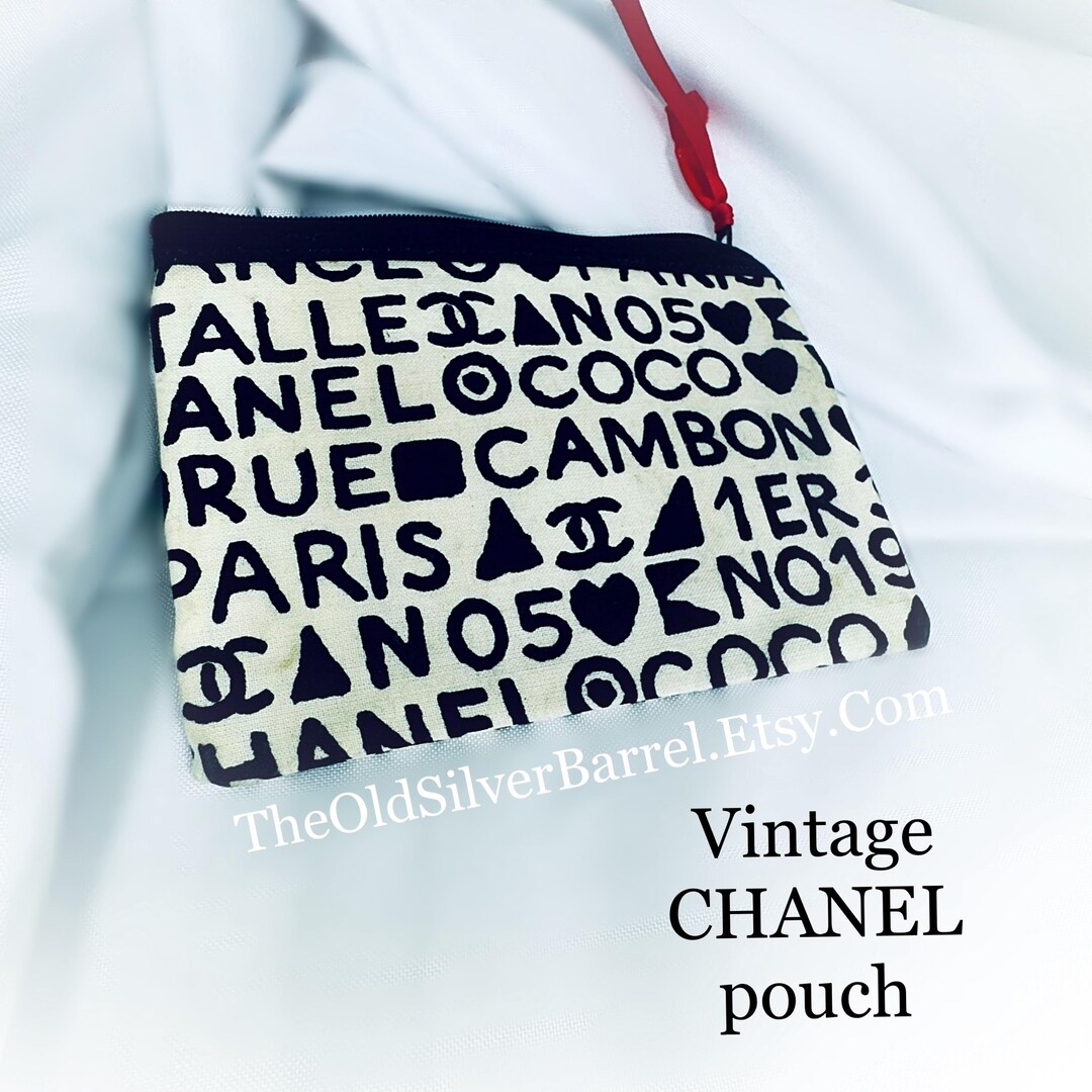 Chanel Cosmetic Bag, Chanel Bag, Black and White, Chanel Zippered ...