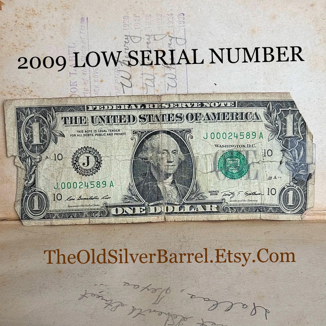 Rare Low Serial Number 1 Dollar Bill, 2009, Rare 1 Bill, Error Currency ...