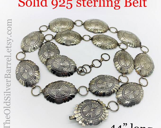 Navajo Silver Belt Aspen Hawk, Solid Coin Silver Concho Belt, Carved ...