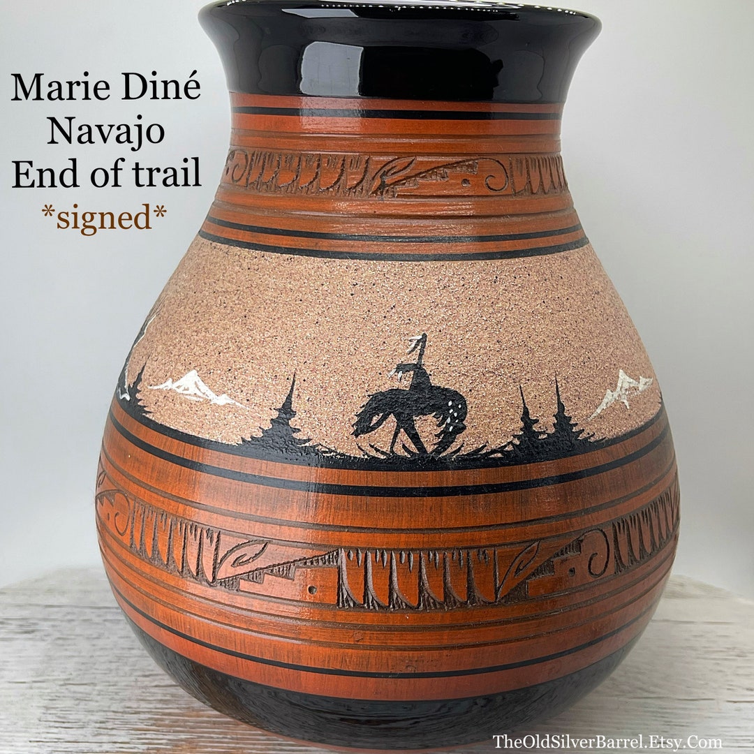 Vintage Navajo End of Trail Pottery, Marié Diné, Arizona Diné Pottery ...