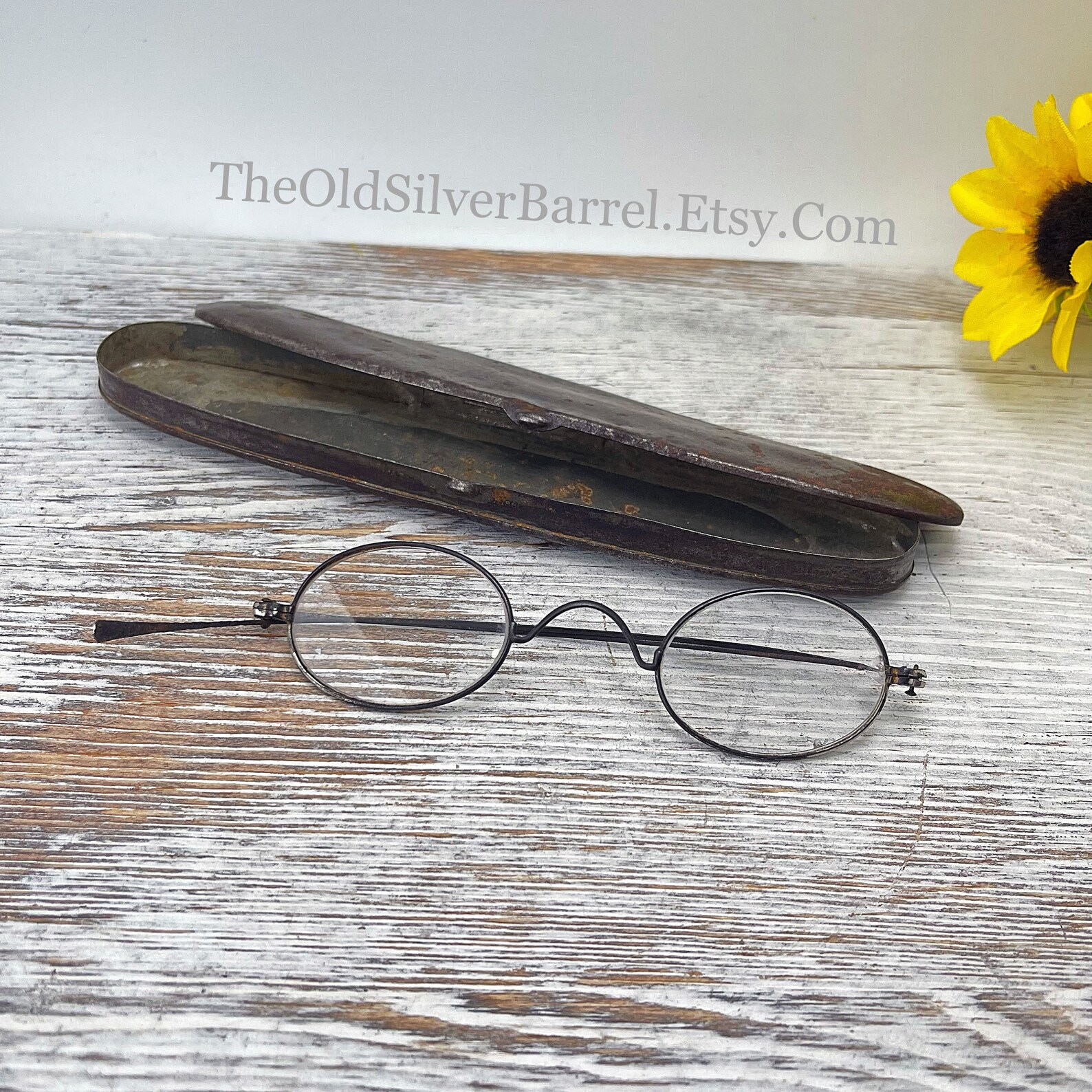 Vintage Oval Wire Eyeglasses With Case Windsor Style Antique - Etsy