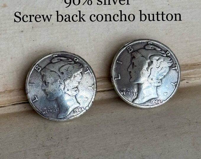 Vintage Mercury Dime Coin Buttons, 1944 Dime, Silver Post Back Buttons ...