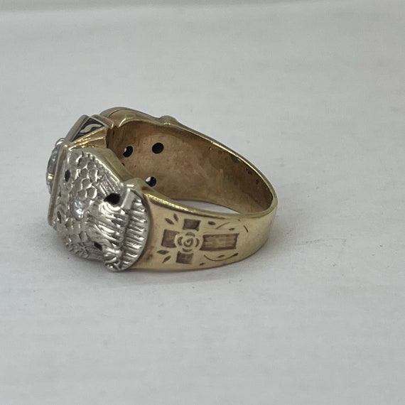 Vintage 14k Masonic diamond halo ring, size 9, 32nd d… - Gem