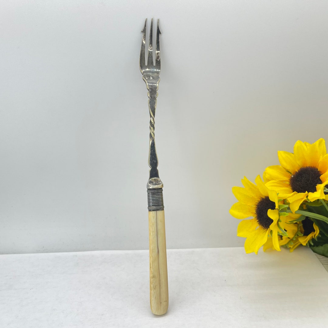 Antique Sterling Pickle Fork, Victorian Pickle Fork, Bone Handle ...