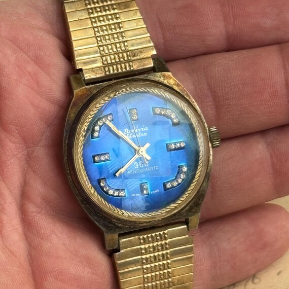Vintage Bolivia Electra blue faced men’s watch, watch… - Gem