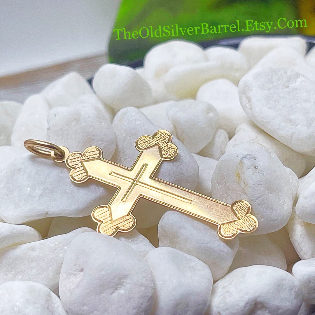 Antique 14k Gold Orthodox Cross Pendant, Imperial Cross, Gold 56 Stamp ...