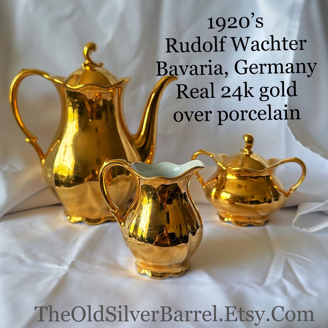 Antique 24k Gold Porcelain Tea Set, Rudolf Wachter, Bavaria Germany ...
