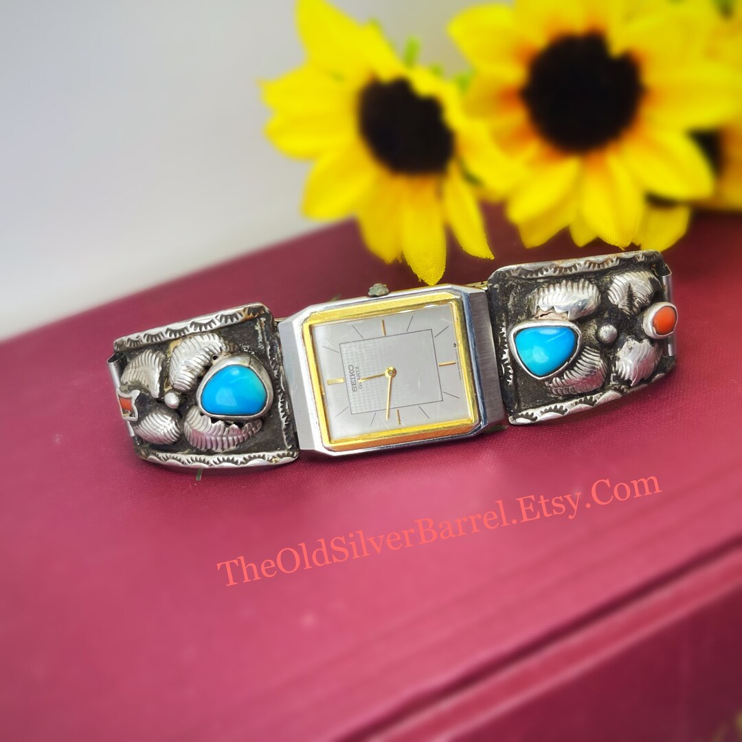 Old Pawn Sterling Turquoise Watch Fred Harvey Era - Etsy
