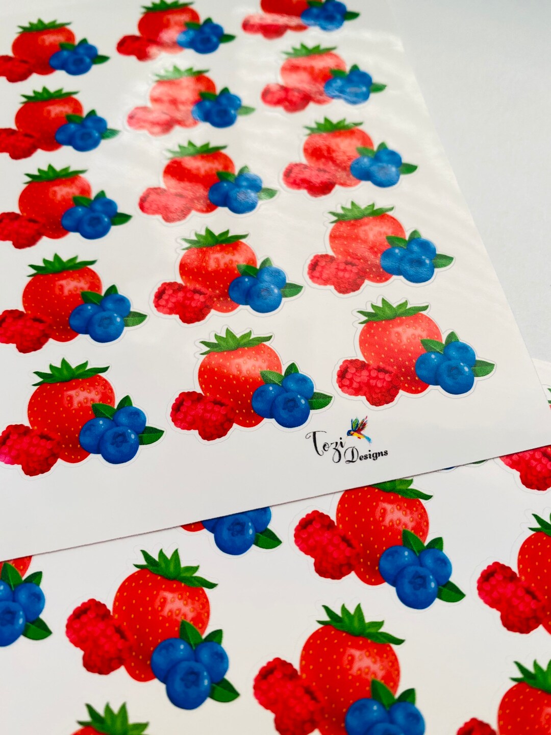 Mini Berry Strawberry , Blueberry, Raspberry Stickers Weatherproff ...