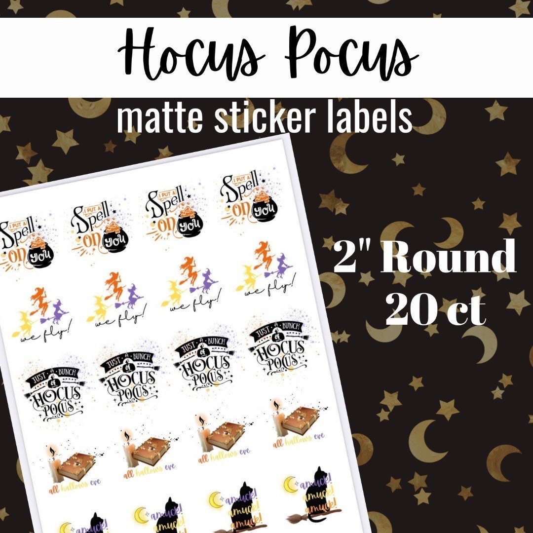 Hocus Pocus Halloween Sticker Labels Printed Ready to Use - Etsy