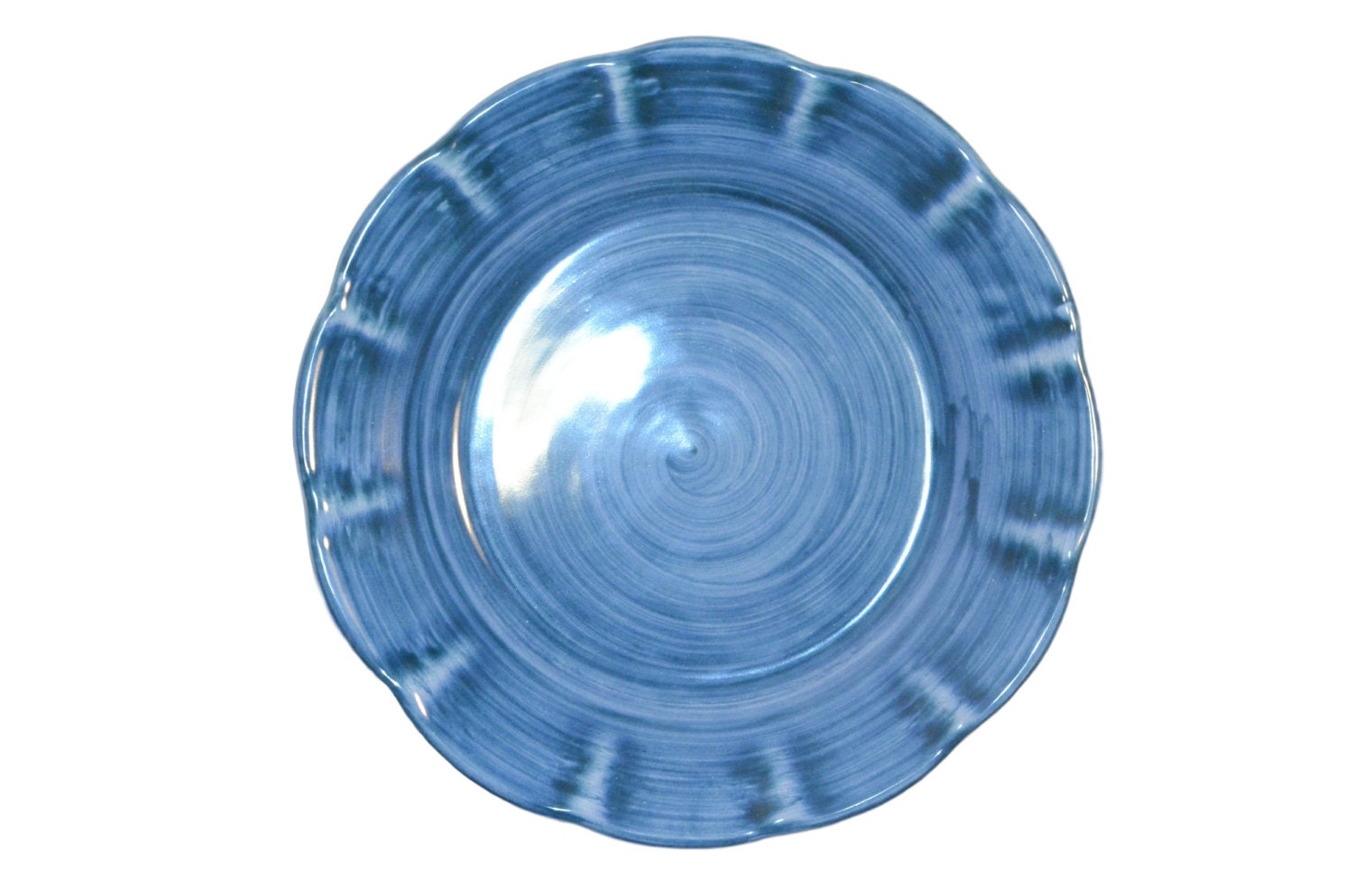 Vietri Hand Made Mediterranean Blue Plain Dinner Plate. Made in Italy ...