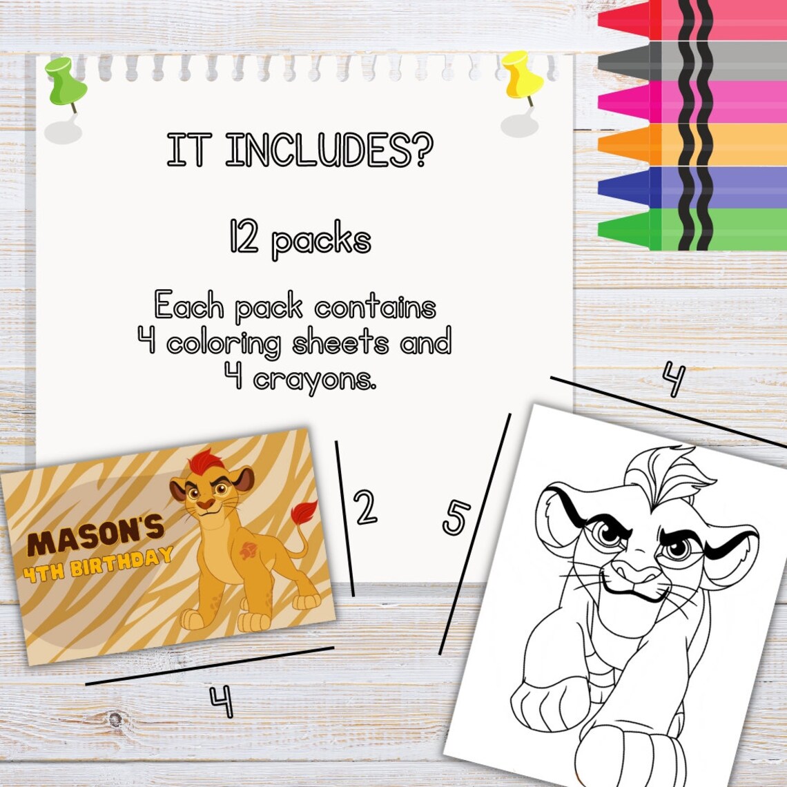 The Lion Guard Mini Coloring Pages and Crayons the Lion Guard - Etsy