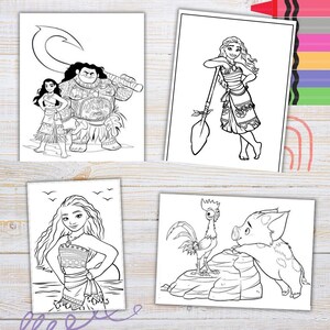 Moana, Moana Mini Coloring Pages and Crayons, Moana Birthday Party ...