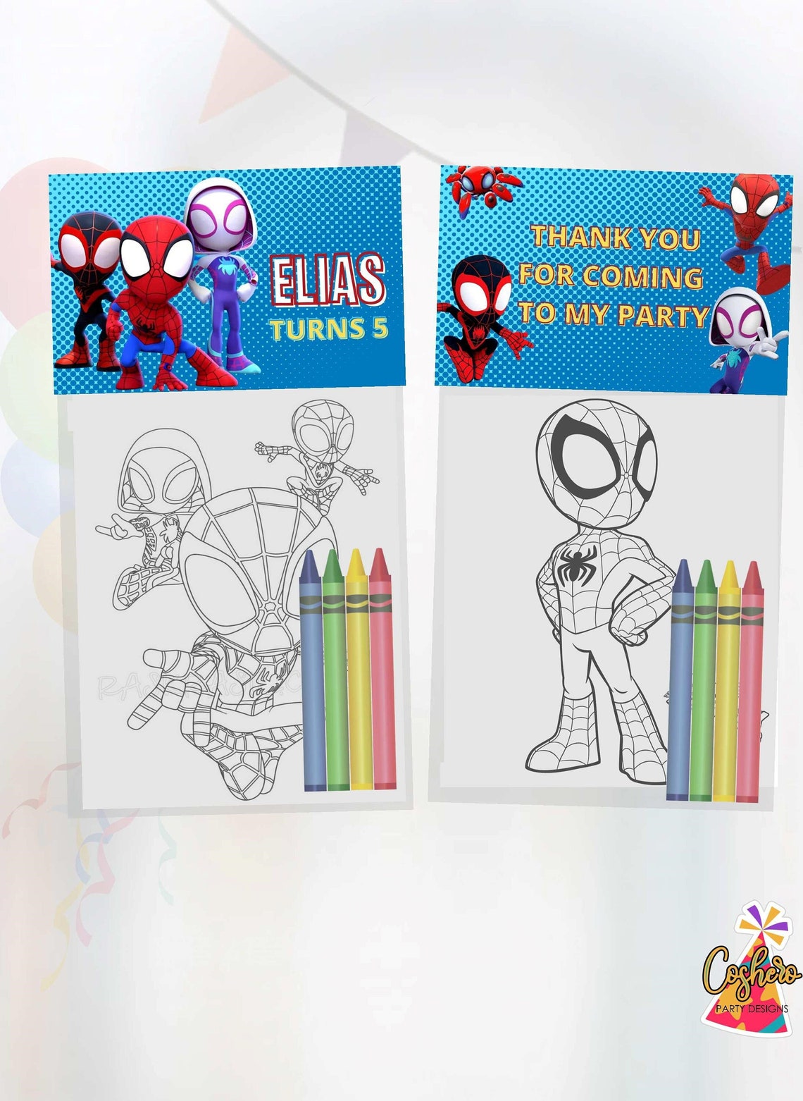 Spidey Mini Coloring Pages and Crayons Spidey Birthday Party - Etsy