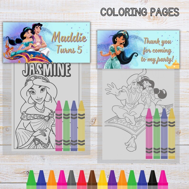 Aladdin, Aladdin Mini Coloring Pages and Crayons, Aladdin Birthday ...