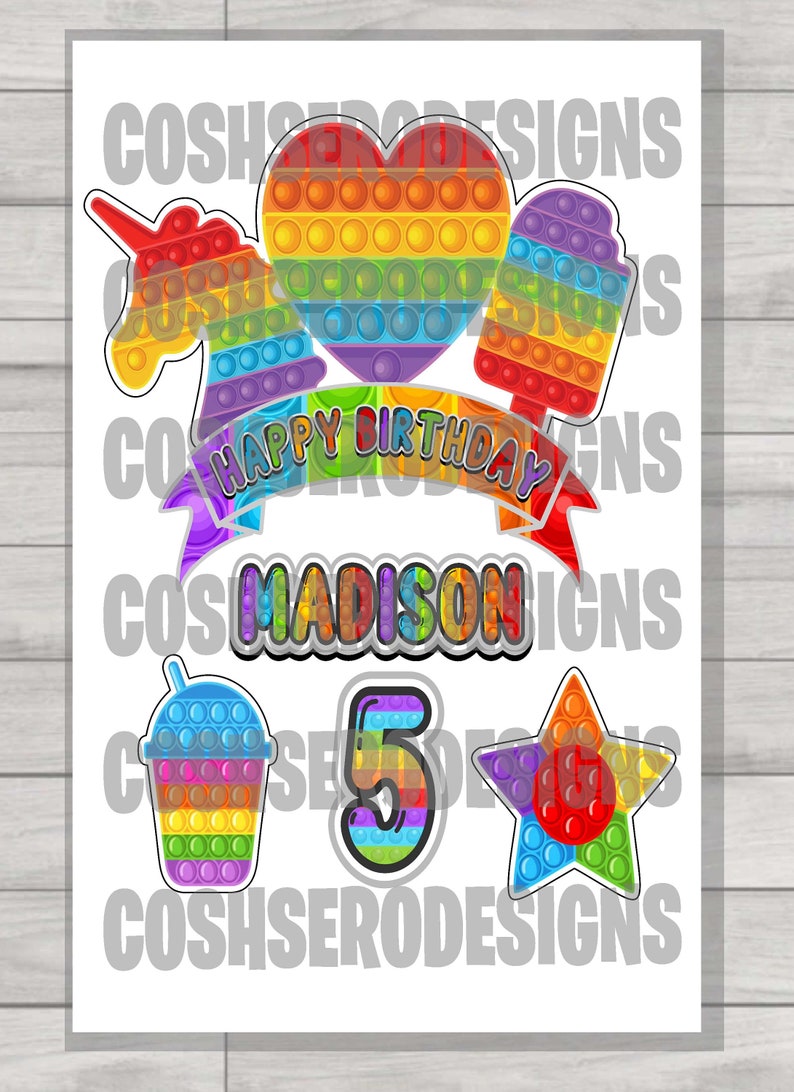 Pop It Cake Topper Pop It Fidget Toy Topper Pop It Birthday - Etsy